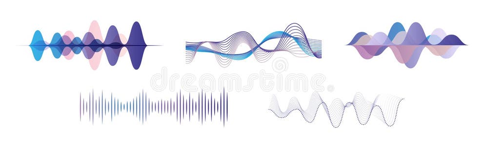 Sound Waves and Frequency Audio Waveform Vector Set Stock Vector ...