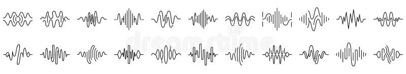 Sound Waves Icon. Set of Black Linear Sound Waves. Editable Stroke ...