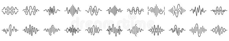 Sound Waves Icon. Set of Black Linear Sound Waves. Editable Stroke ...