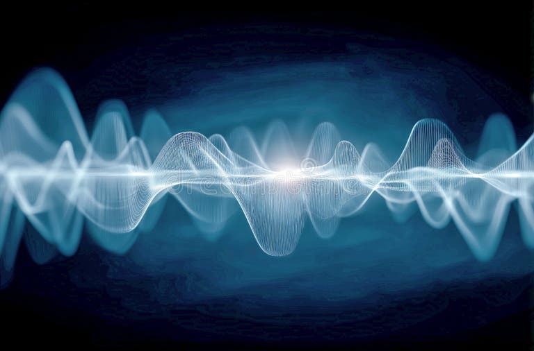 Sound Waves Interacting in a Dynamic Blue Pattern during Digital ...