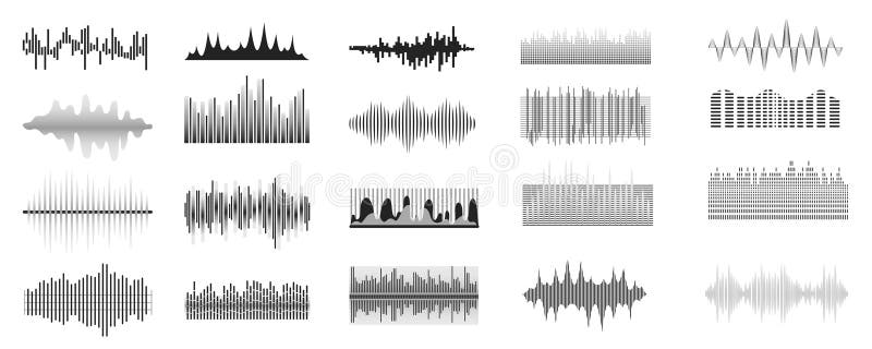 Sound Waves Mega Set in Flat Graphic Design. Vector Illustration Stock ...