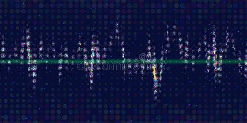 Sound Waves Oscillating Glow with Binary Code , Neon Light. Abstract ...