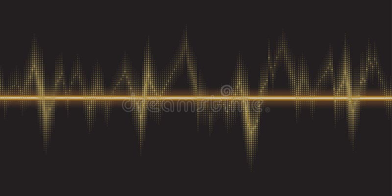 Sound Waves Oscillating Glow, Gold Light. Stock Vector - Illustration of circle, audio: 77067796