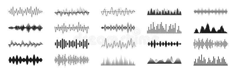 Sound Waves Set. Audio Waveform Collection. Vector Illustration Stock ...