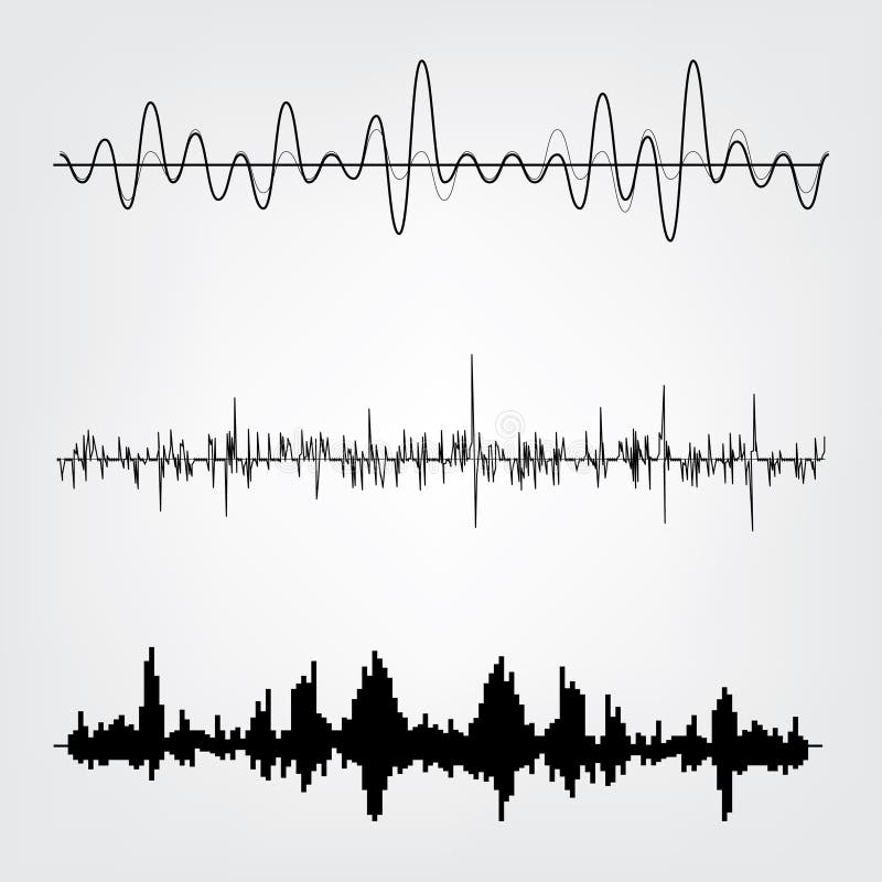 Abstract Sound Waves Isolated on White Background. Digital Music Signal ...