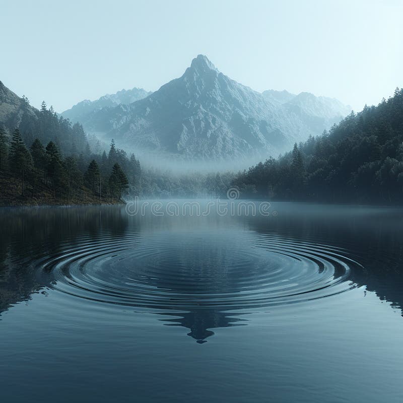 Sound Waves Visualized As Ripples and Spikes Across a Serene Lake Stock ...