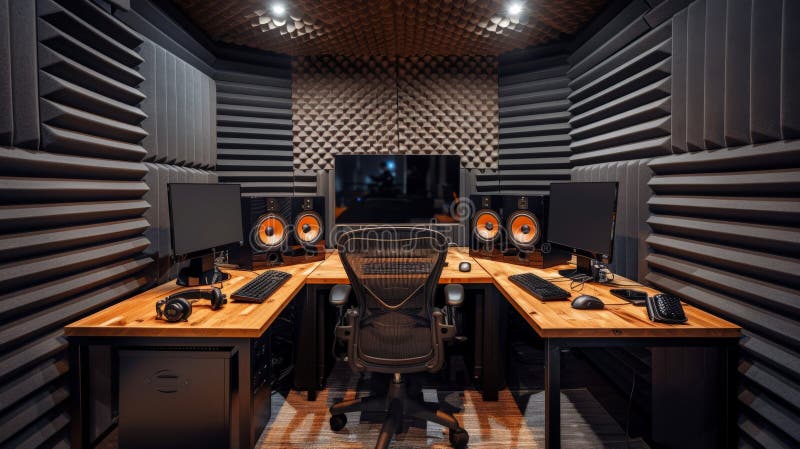 Soundproofed Recording Studio with Two Workstations Stock Illustration ...