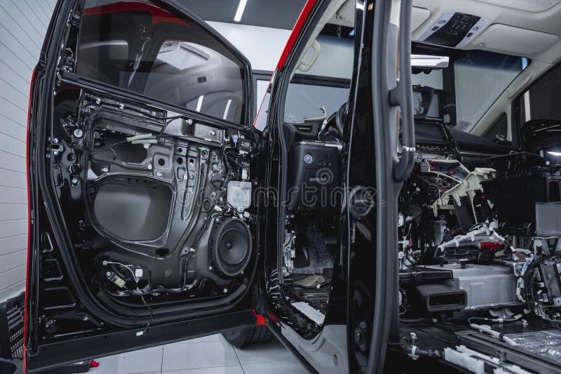 Soundproofing Material and Deadener Inside Car Interior Stock Photo ...