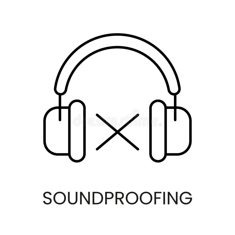 Soundproofing, Noise Insulation Line Icon Vector with Editable Stroke ...