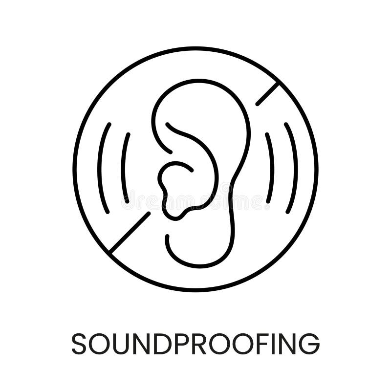 Soundproofing, Noise Insulation Line Icon Vector with Editable Stroke ...