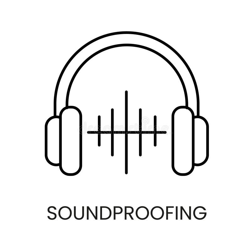 Soundproofing, Noise Insulation Line Icon Vector with Editable Stroke ...