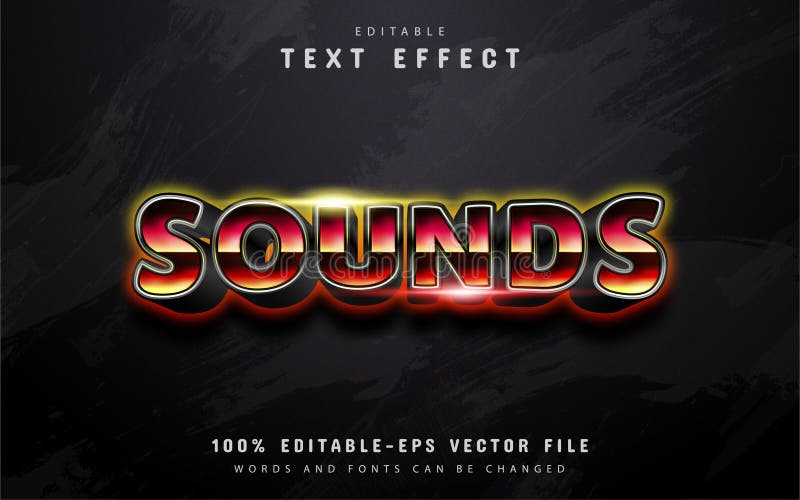 Sounds Text, 80s Red Gradient Style Text Effect Stock Vector ...