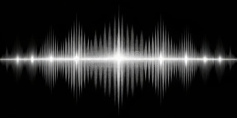 Soundwave Abstract - Black and White Digital Illustration of a ...