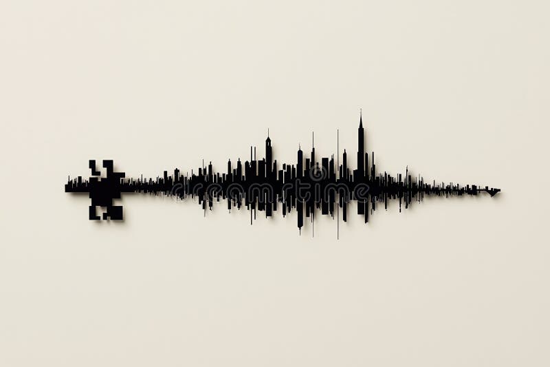 Soundwave Art Depicting City Skyline Urban Environment Visual Design ...