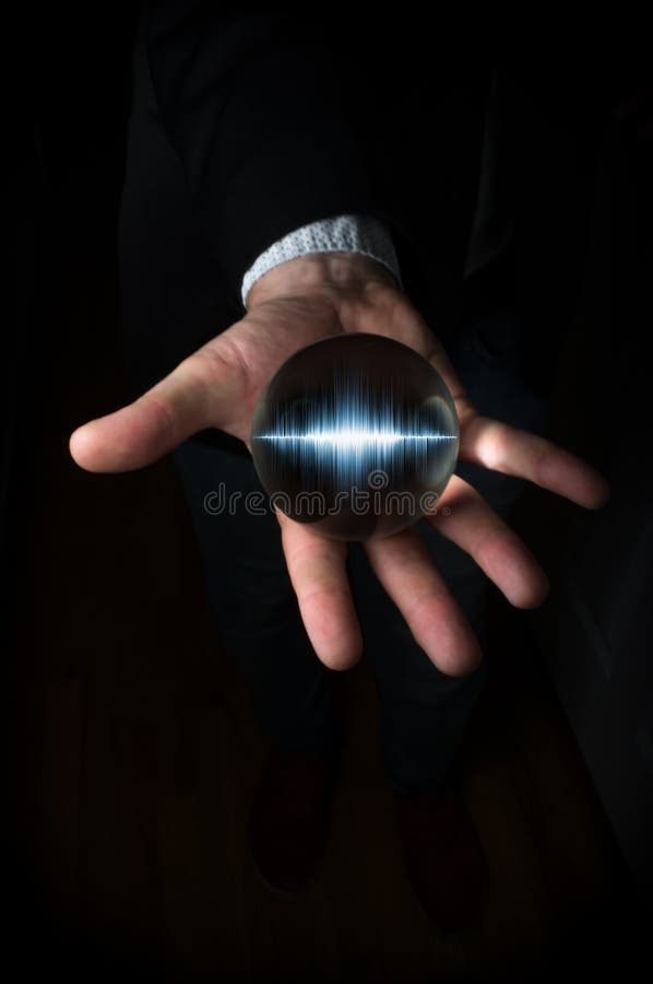 Soundwave Crystal Ball Hand Stock Photo - Image of audio, digital: 81418786