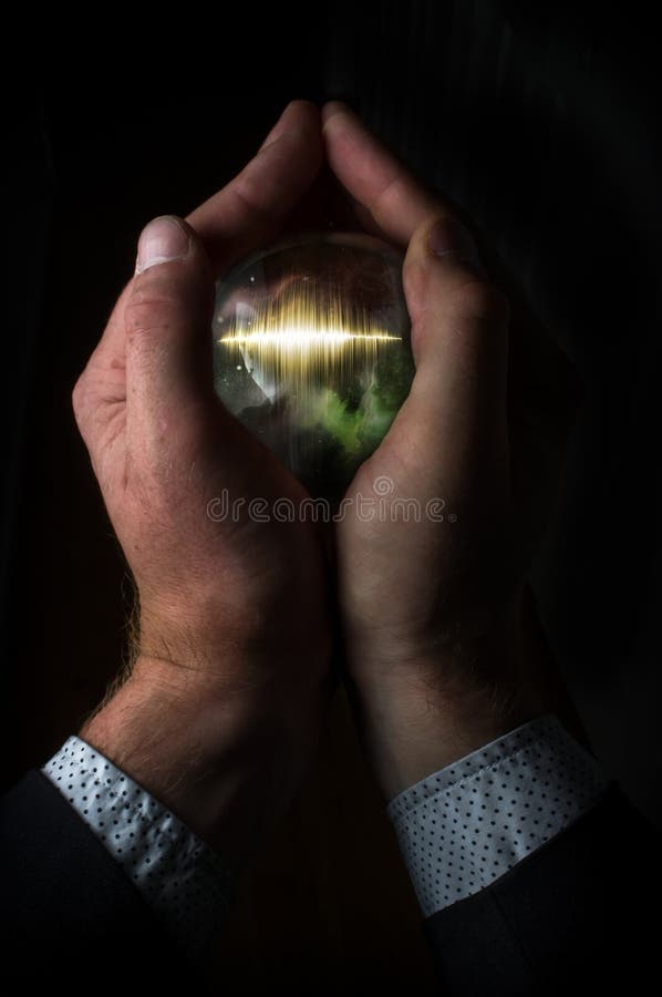 Soundwave Crystal Ball Hand Stock Image - Image of electronic, sound ...