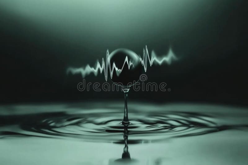 Soundwave Symmetry: Abstract Liquid Sphere and Ripple in Dark Green ...