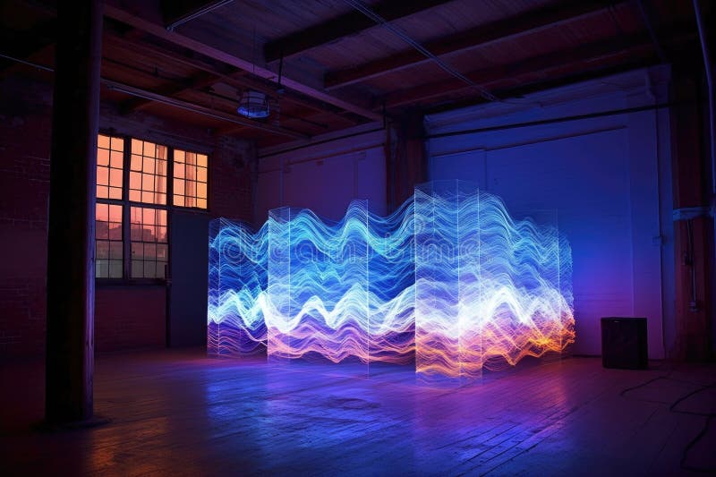 Soundwave Visualization Projected Onto A Canvas Stock Illustration