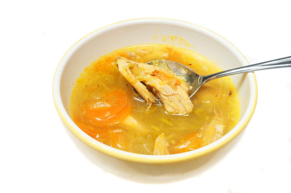 Soup stock photo. Image of spoon, broth, carrot, chicken - 6735288