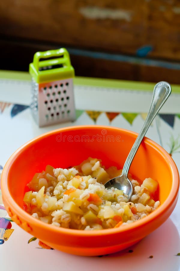 Soup for baby stock photo. Image of eating, multi, plate - 58907730