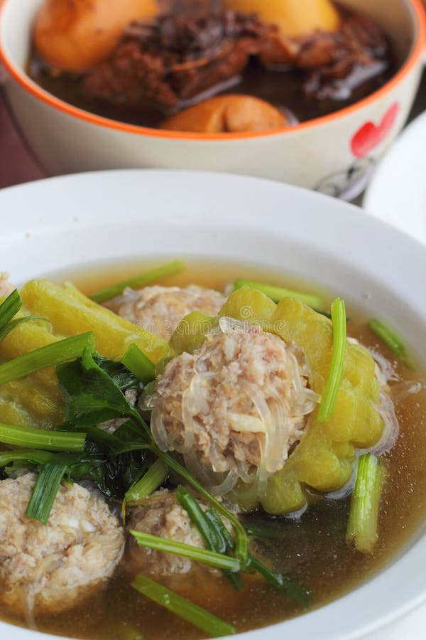 Soup with Bitter Melon with Pork Chops Stock Image - Image of bowl ...