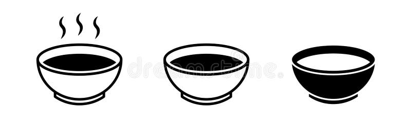 Soup bowl symbols icon set stock vector. Illustration of cook - 250332212
