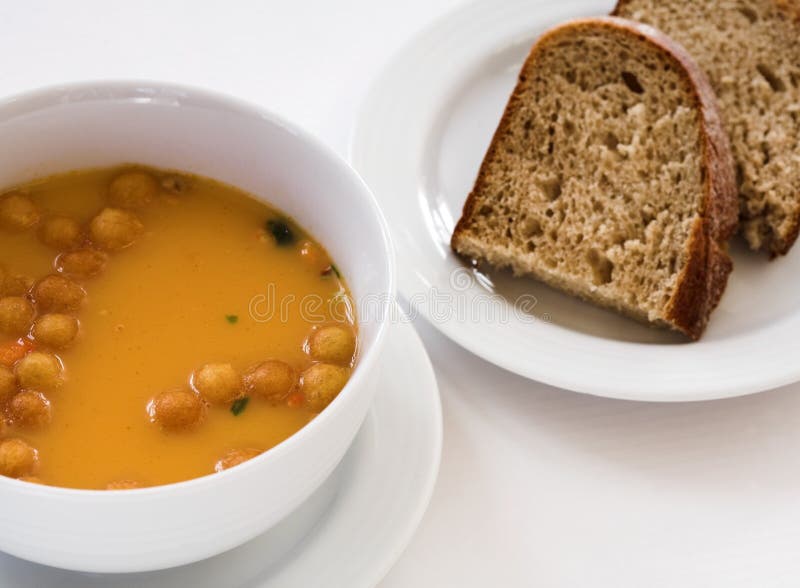 Soup and bread stock image. Image of broth, hungry, pearls - 1629367