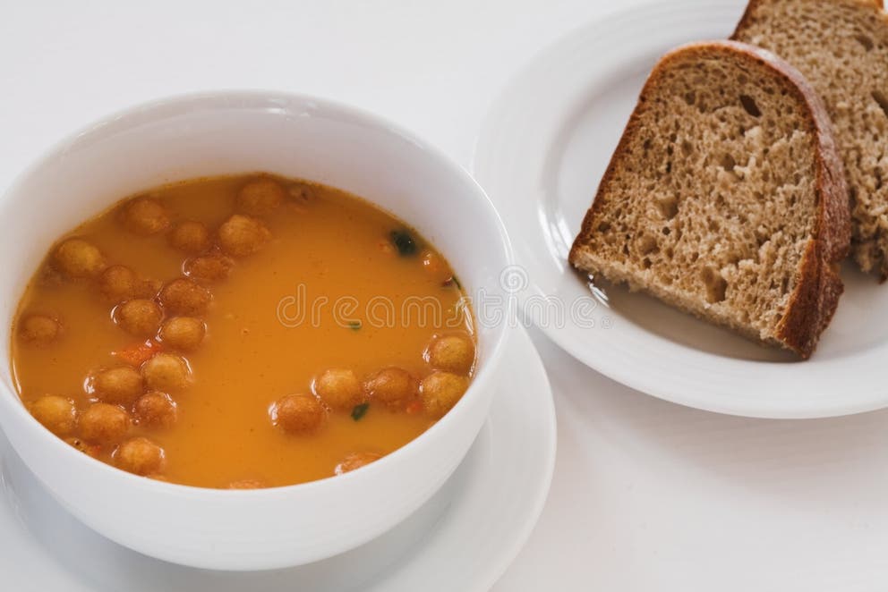 Soup and bread stock image. Image of broth, hungry, pearls - 1629367