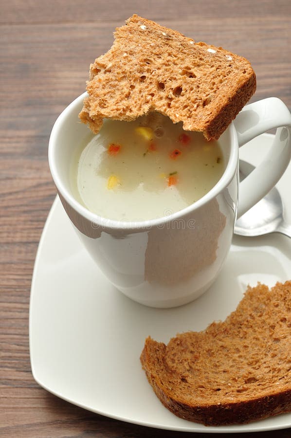 Soup and bread stock photo. Image of bread, meal, tasty - 76351968