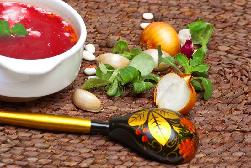 Soup with Cabbage and Red Beet Stock Photo - Image of green, mustard ...