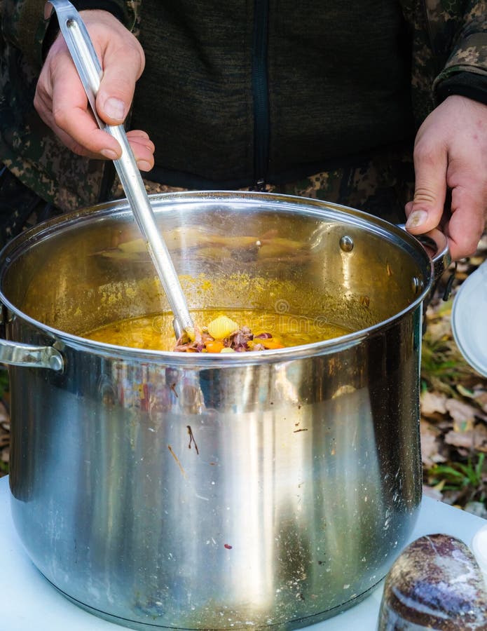 Soup Cauldron, Eating Outdoors Stock Image - Image of lunch, curry ...