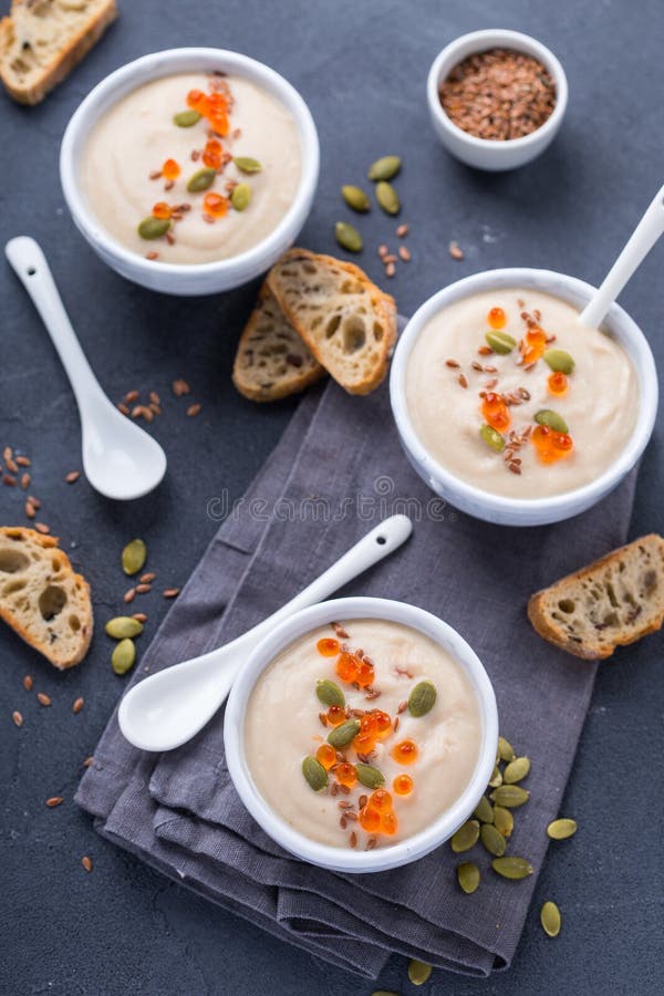 Soup with caviar stock photo. Image of herb, cauliflower - 93666574