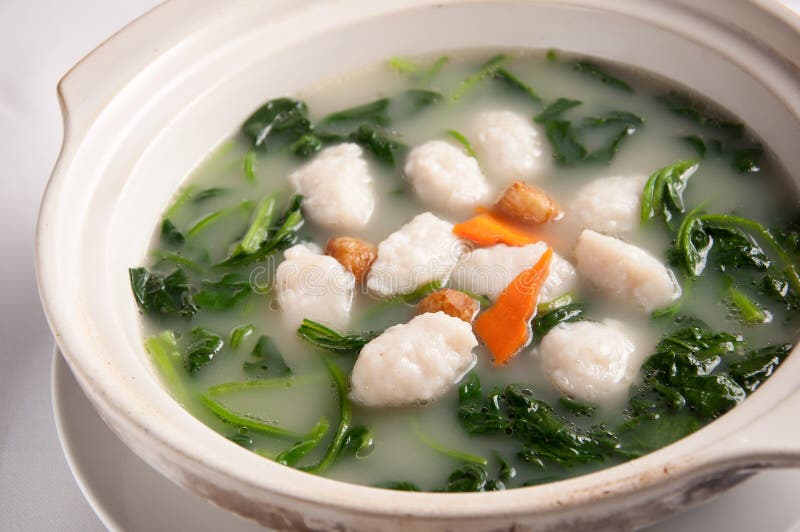 The Soup Fish Ball with Vegetables Stock Image - Image of food ...