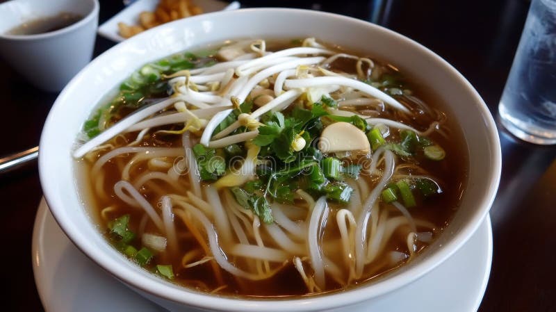 Soup it Forward Day Vietnamese Pho with Bean Sprouts and Herbs in White ...