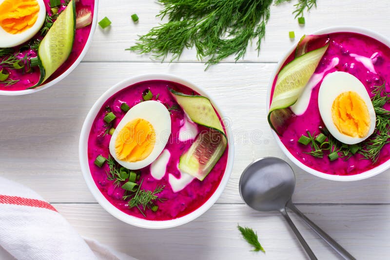 Soup from Fresh Young Beetroot and Cucumbers Stock Image - Image of ...
