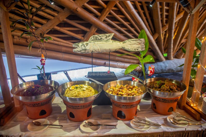 Soup Cooking Station with Ingredients at the Buffet Stock Image - Image ...