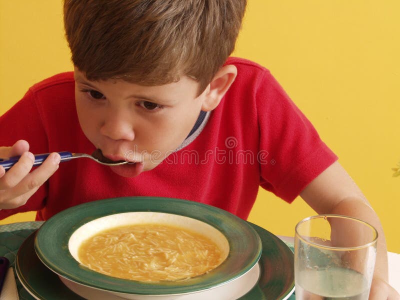 Soup kid. stock photo. Image of soupl, spoon, eating - 26857894