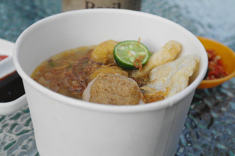 Soup Menu from Indonesia Called Bakso on Glass Table Stock Photo ...
