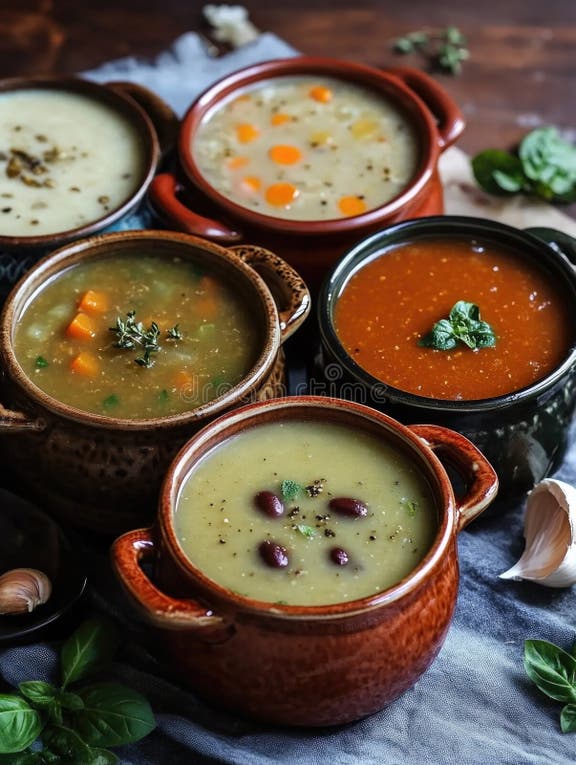 Soup Selection stock image. Image of cuisine, dinner - 363548093