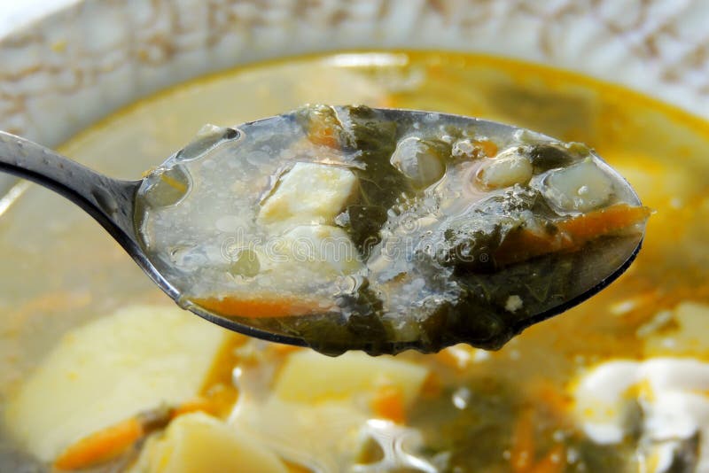 Soup spoon stock image. Image of broccoli, beans, food - 58247053