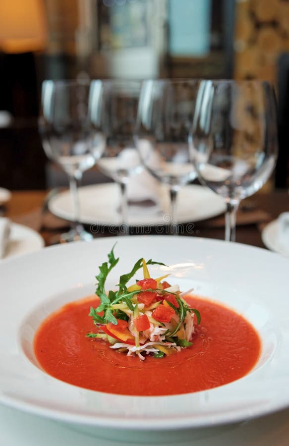 Soup on table stock image. Image of glass, broth, flatware - 26508545