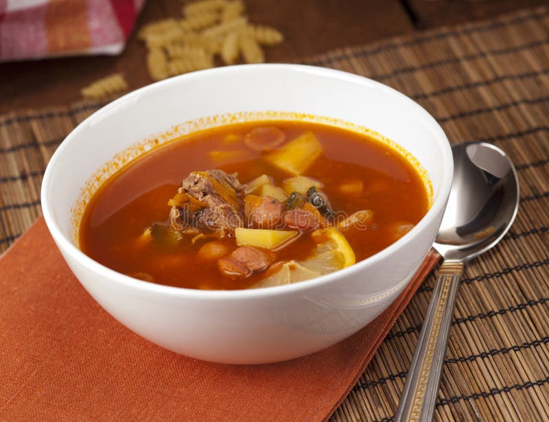 Soup on table stock image. Image of beef, brown, homemade - 35150421