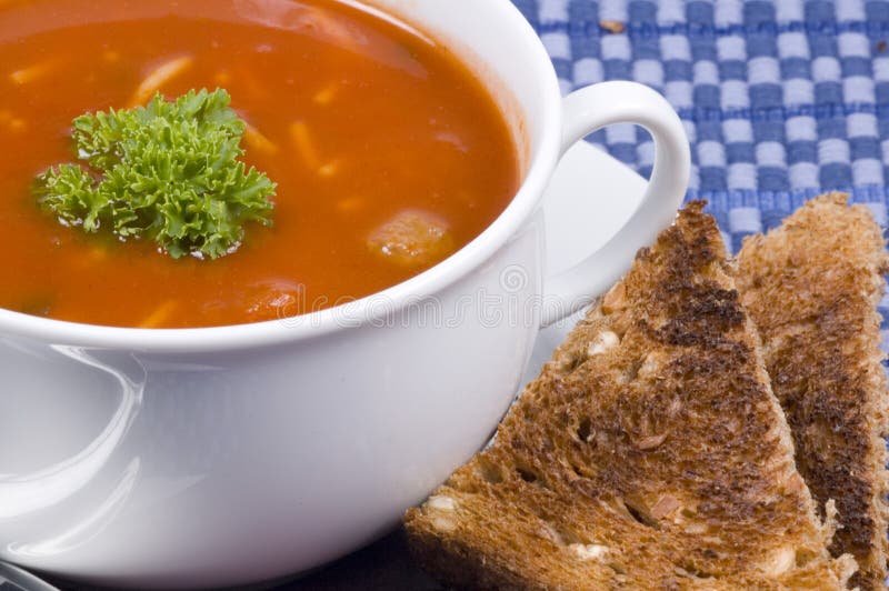 Tomato Soup with Toast on the Side Lunch Stock Photo - Image of ...