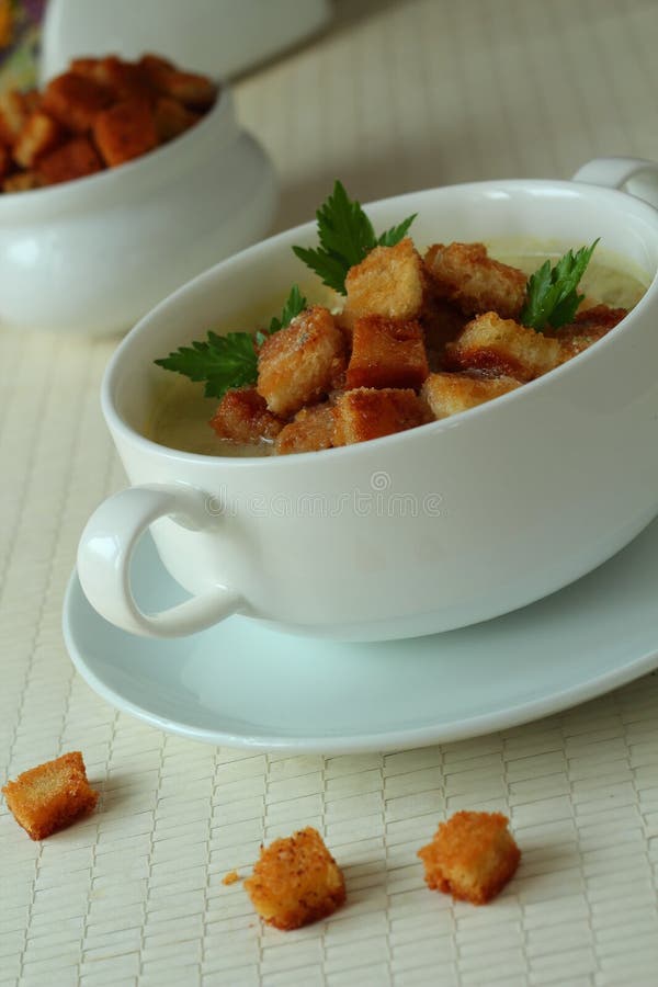 Soup with toasts stock photo. Image of heat, appetizer - 28151172