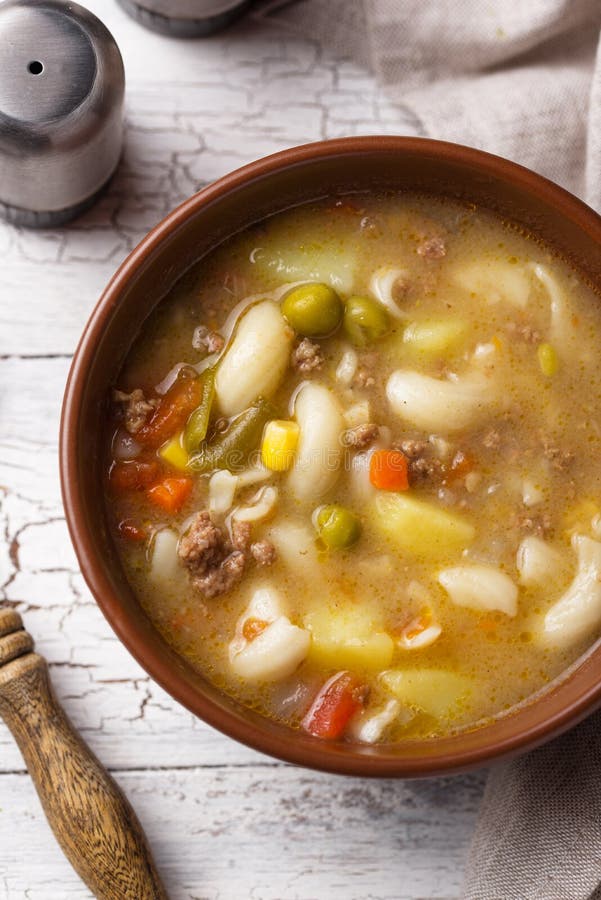 Soup with Vegetable and Minced Meat Stock Photo - Image of gourmet ...