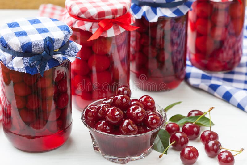 Sour cherries compote stock image. Image of summer, fresh - 55676513