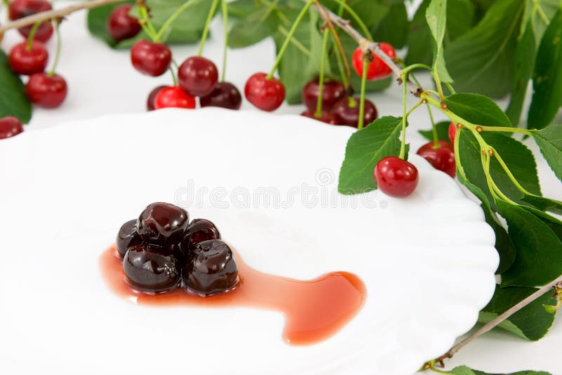 Sour cherries in syrup stock photo. Image of decorate - 25218712