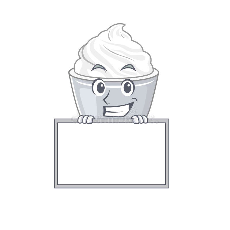 Sour Cream Cartoon Design Concept Grinning with Board Stock Vector ...