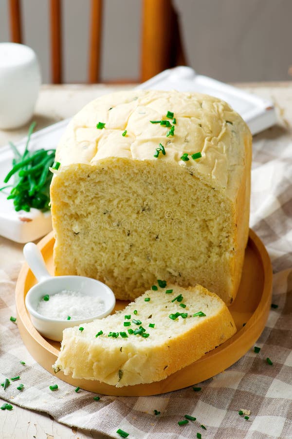 Sour Cream Chive Bread .style Rustic Stock Image - Image of maker ...