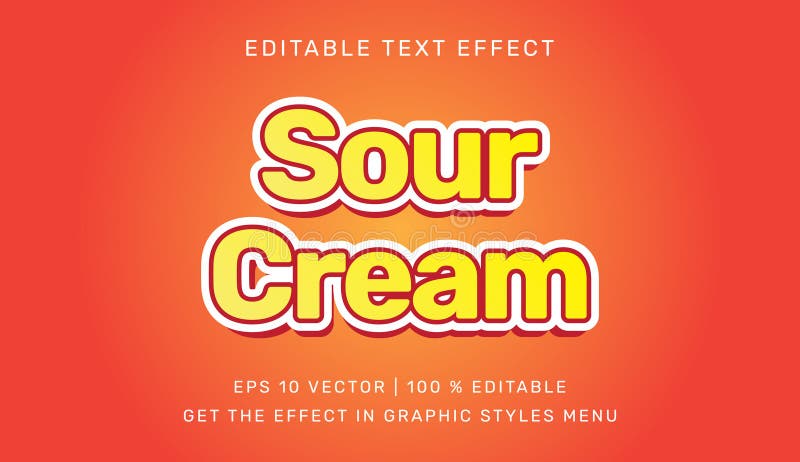 Sour Cream 3d Editable Text Effect Template Stock Vector - Illustration ...